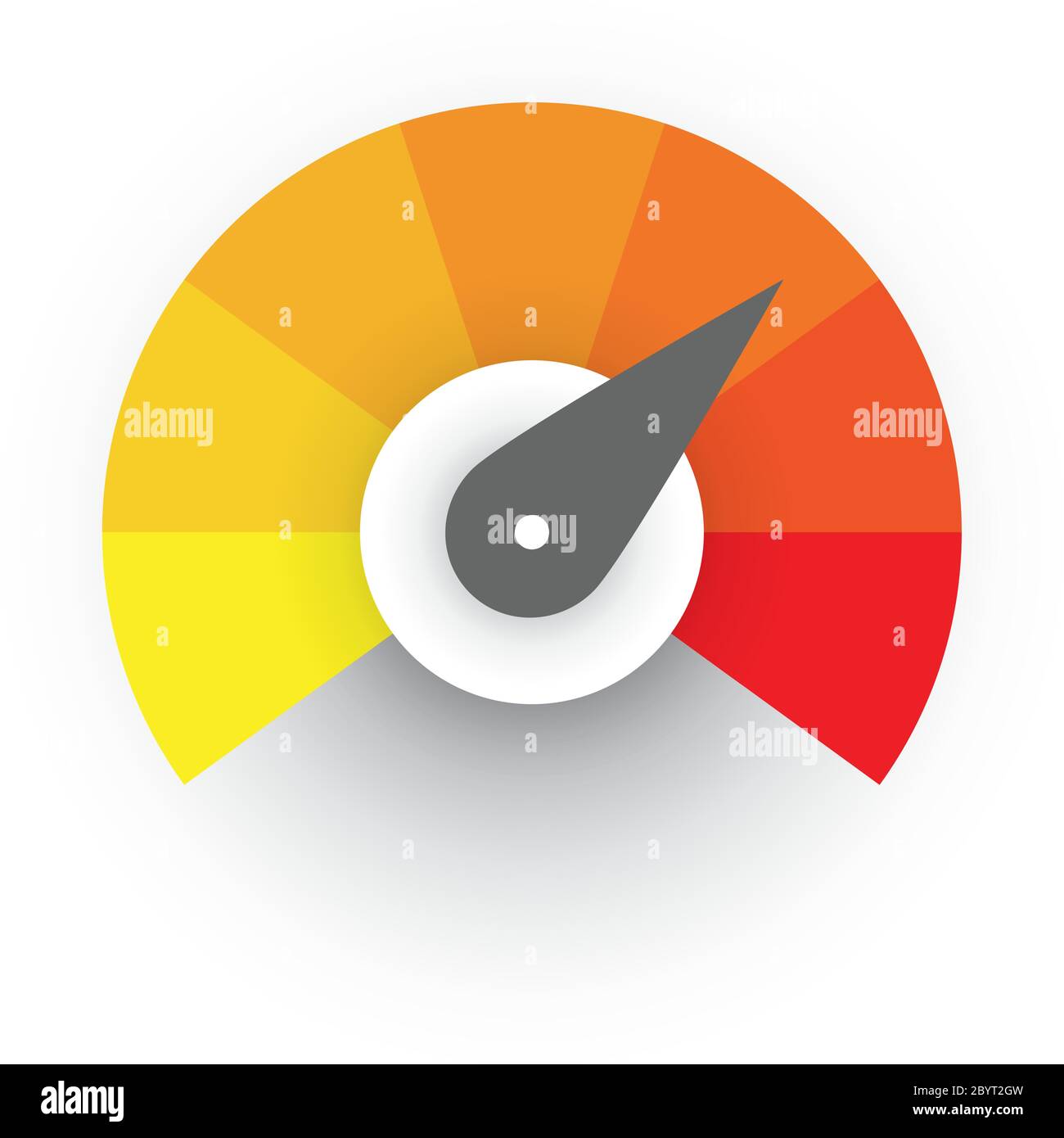 Radial gauge scale from yellow to red with arrow hand pointer ...