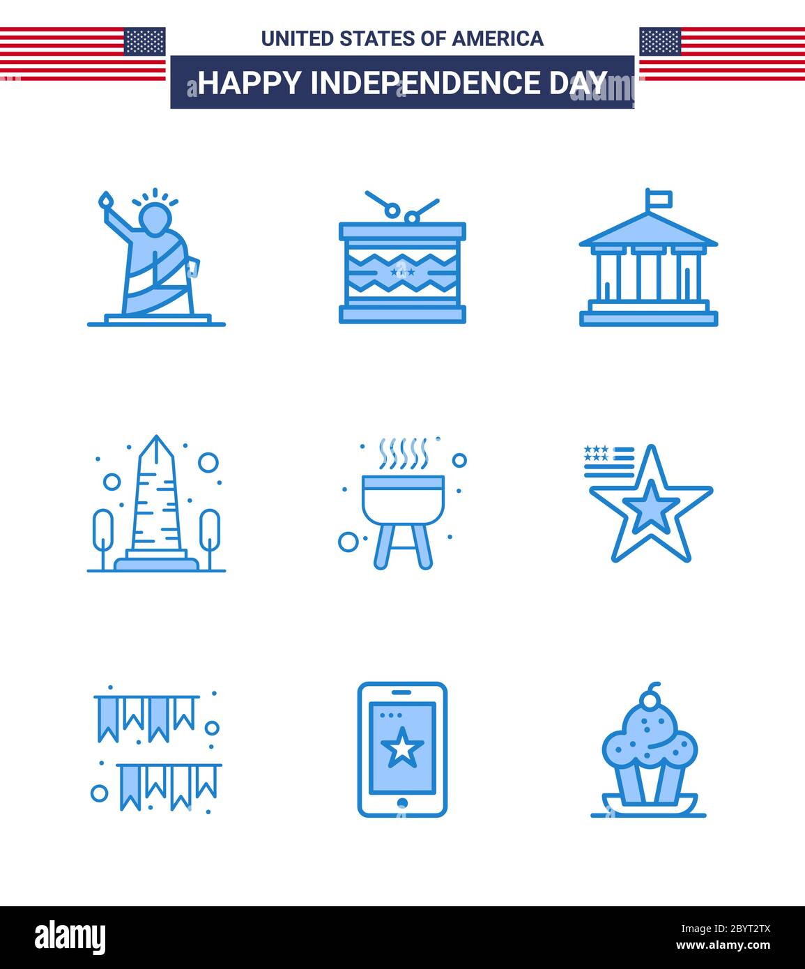 9 Creative USA Icons Modern Independence Signs and 4th July Symbols of ...