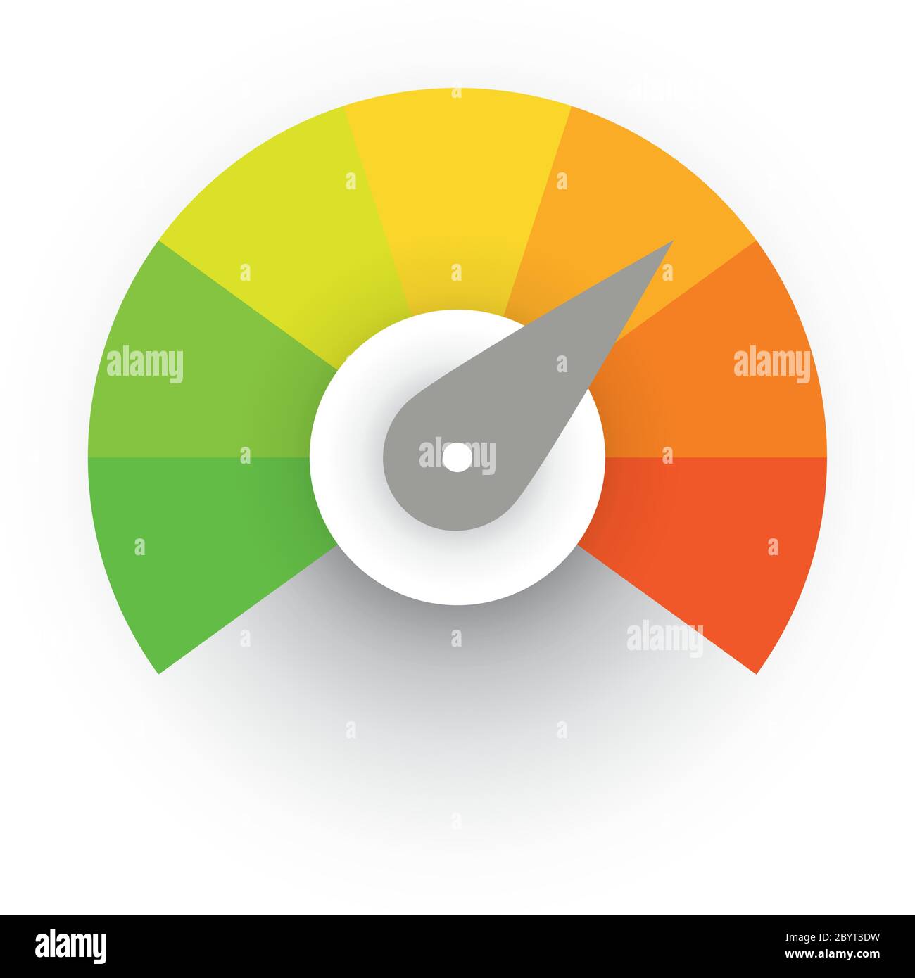 Radial gauge scale from red to green with arrow hand pointer ...