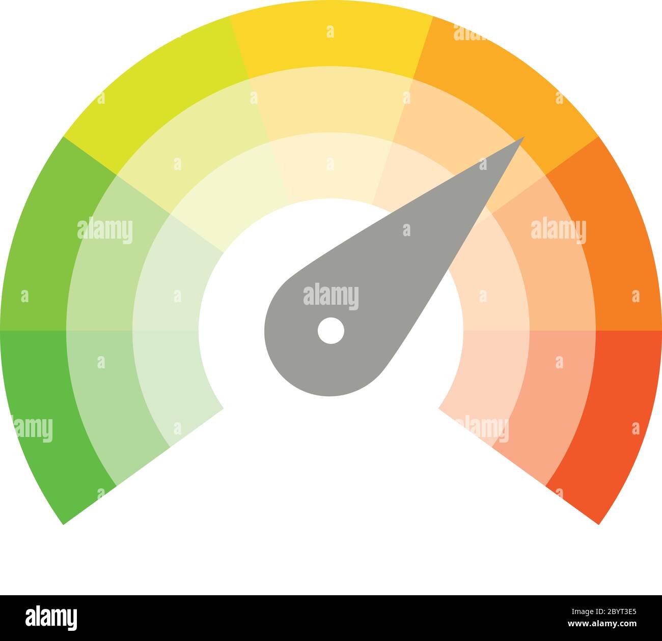 Radial gauge scale from red to green with arrow hand pointer ...