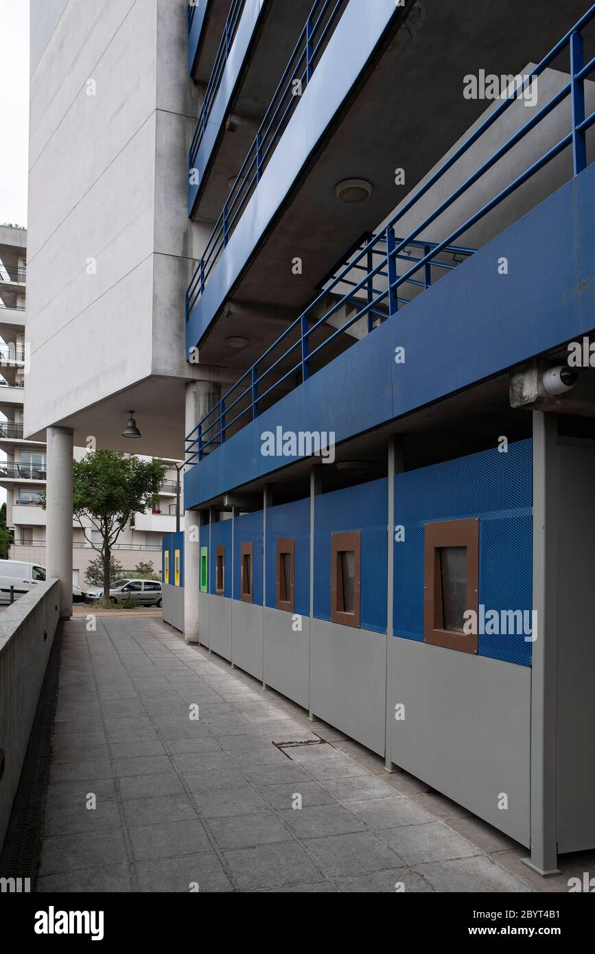 Architecture of a modern building with bins for waste sorting Stock ...