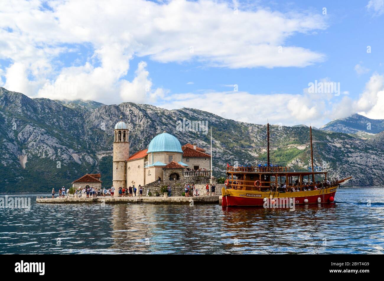 Our Lady of the Rocks, a roman catholic church built on an island in ...