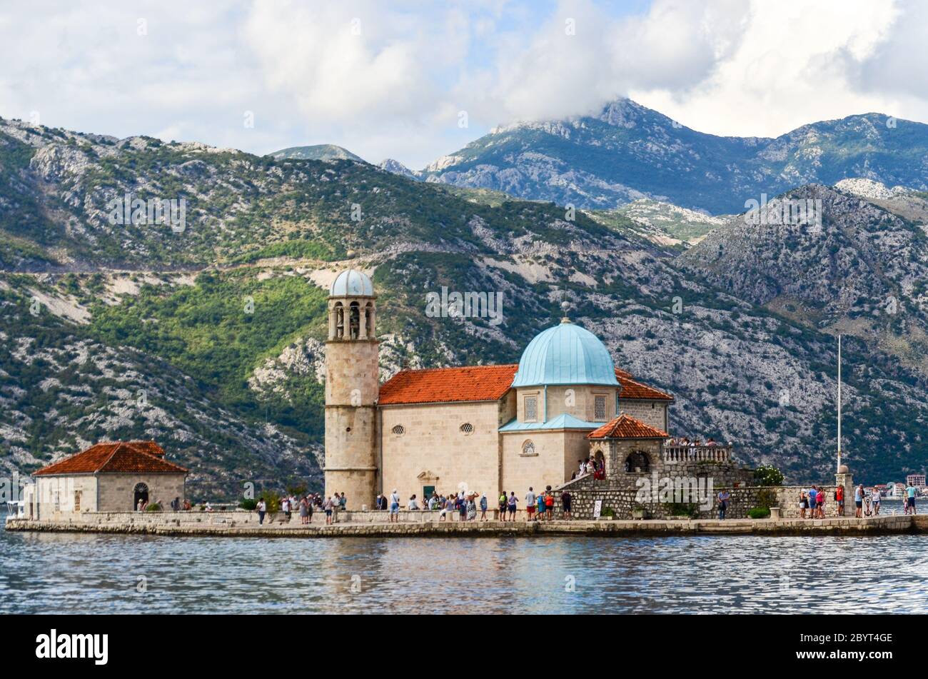 Our Lady of the Rocks, a roman catholic church built on an island in ...
