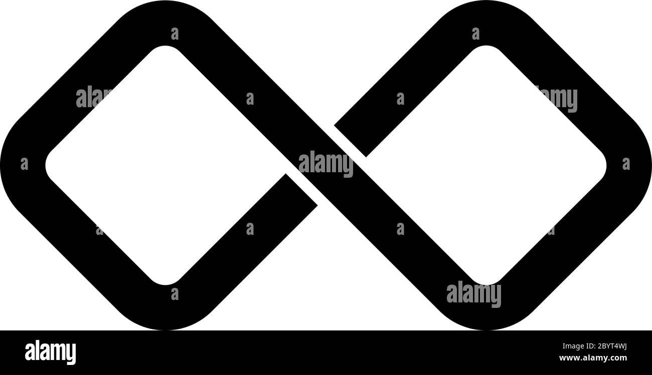 Black infinity symbol icon. Rectangular shape with rounded edges ...