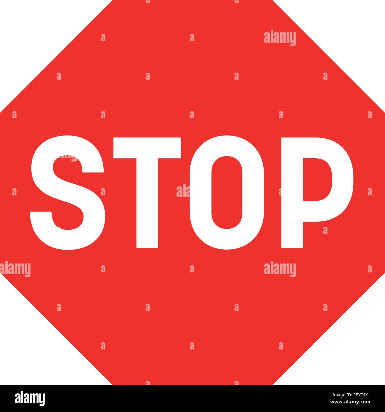 Stop traffic sign. Red octagon with white inscription. Simple flat ...