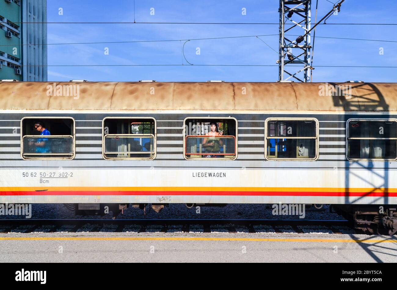Views from the train along the Bar-Belgrade railway in the Balkans ...