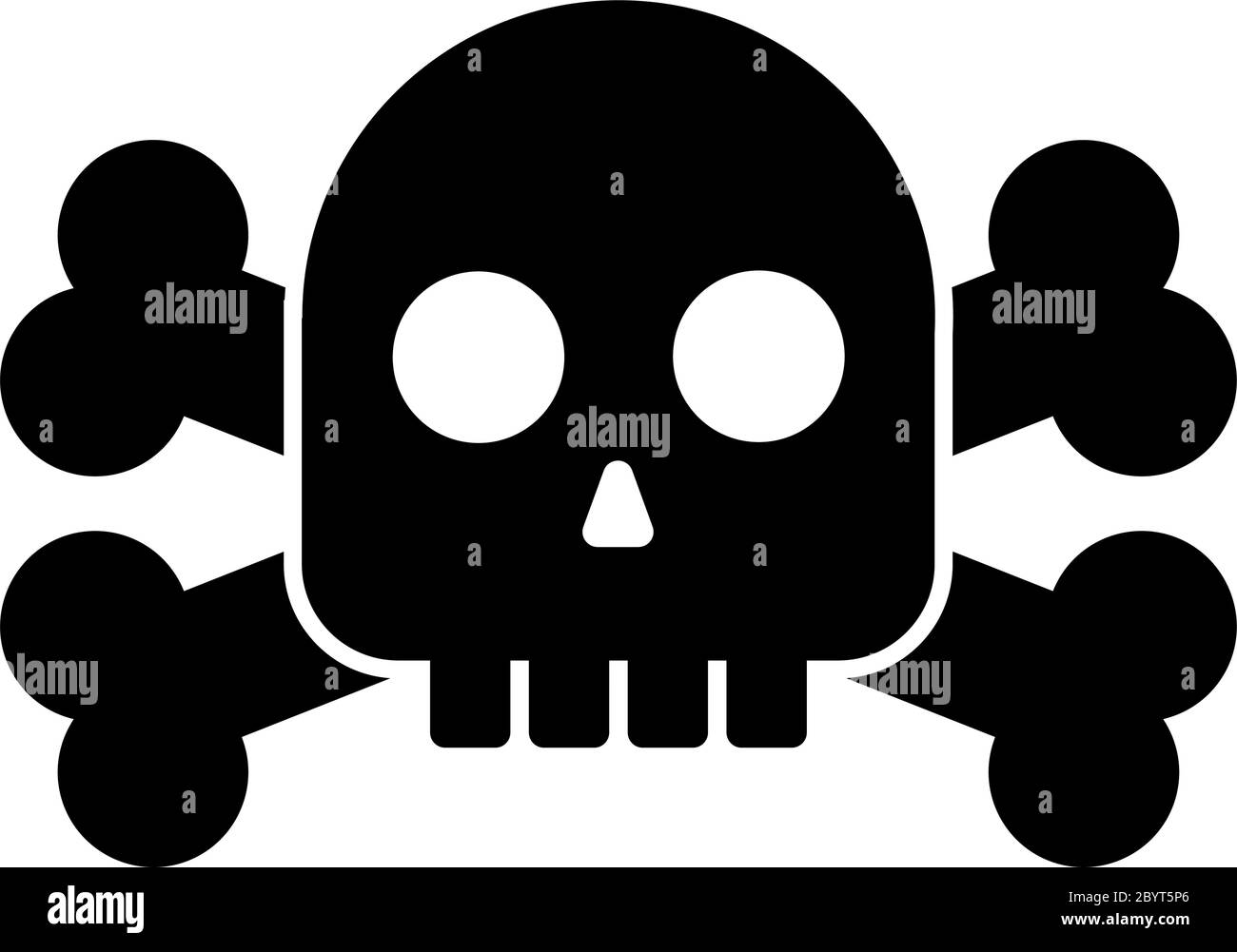 Black skull with crossed bones. Symbol of danger, death, poison, risk ...