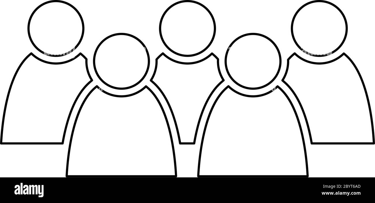 5 people icon. Group of persons. Simplified human pictogram. Modern ...