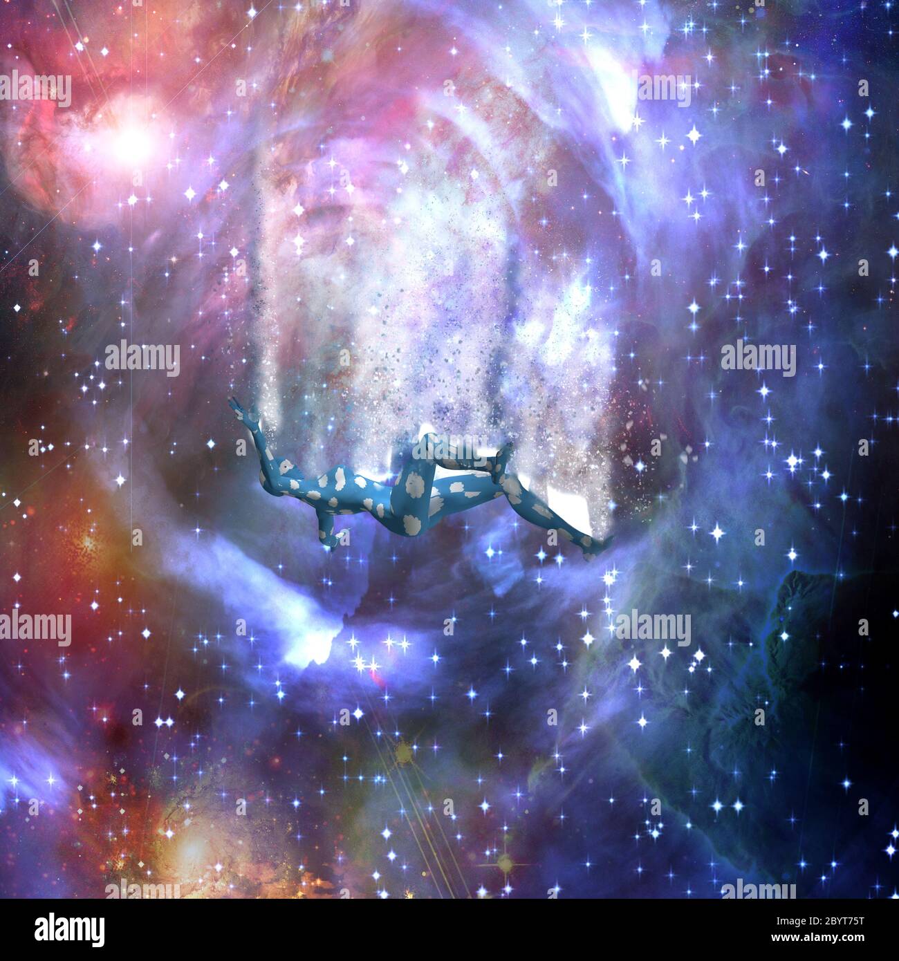 Falling in dreams. Woman in vivid space Stock Photo - Alamy