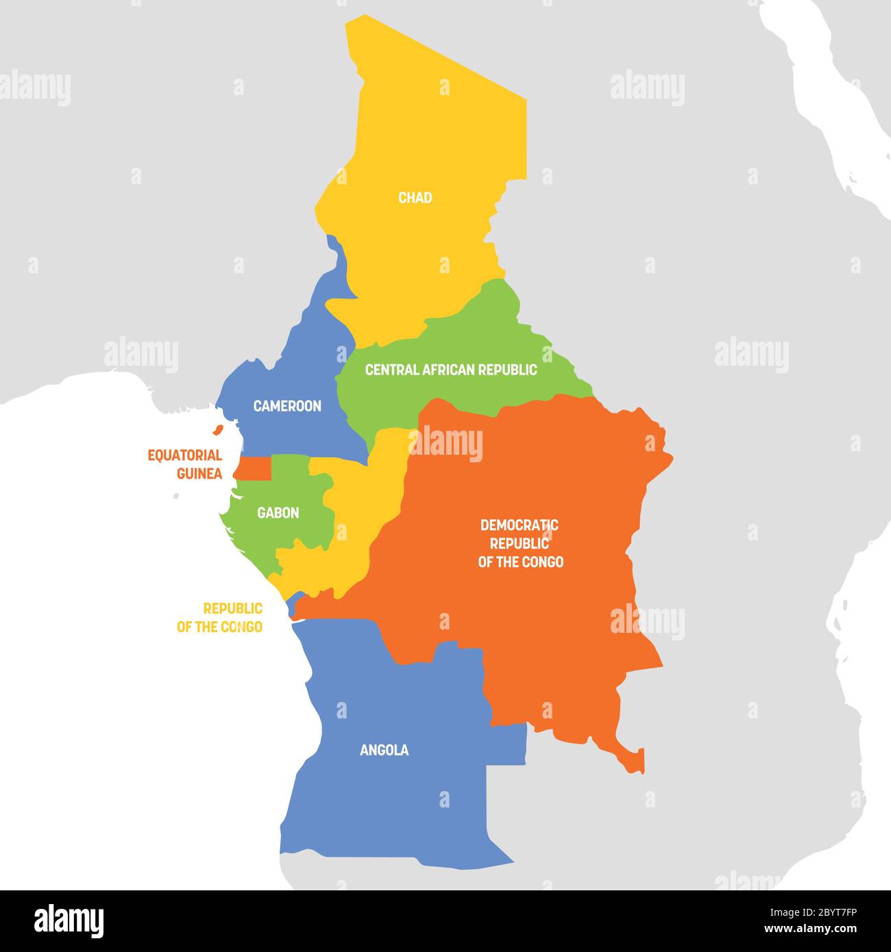 South America Region. Map of countries in southern America. Vector ...