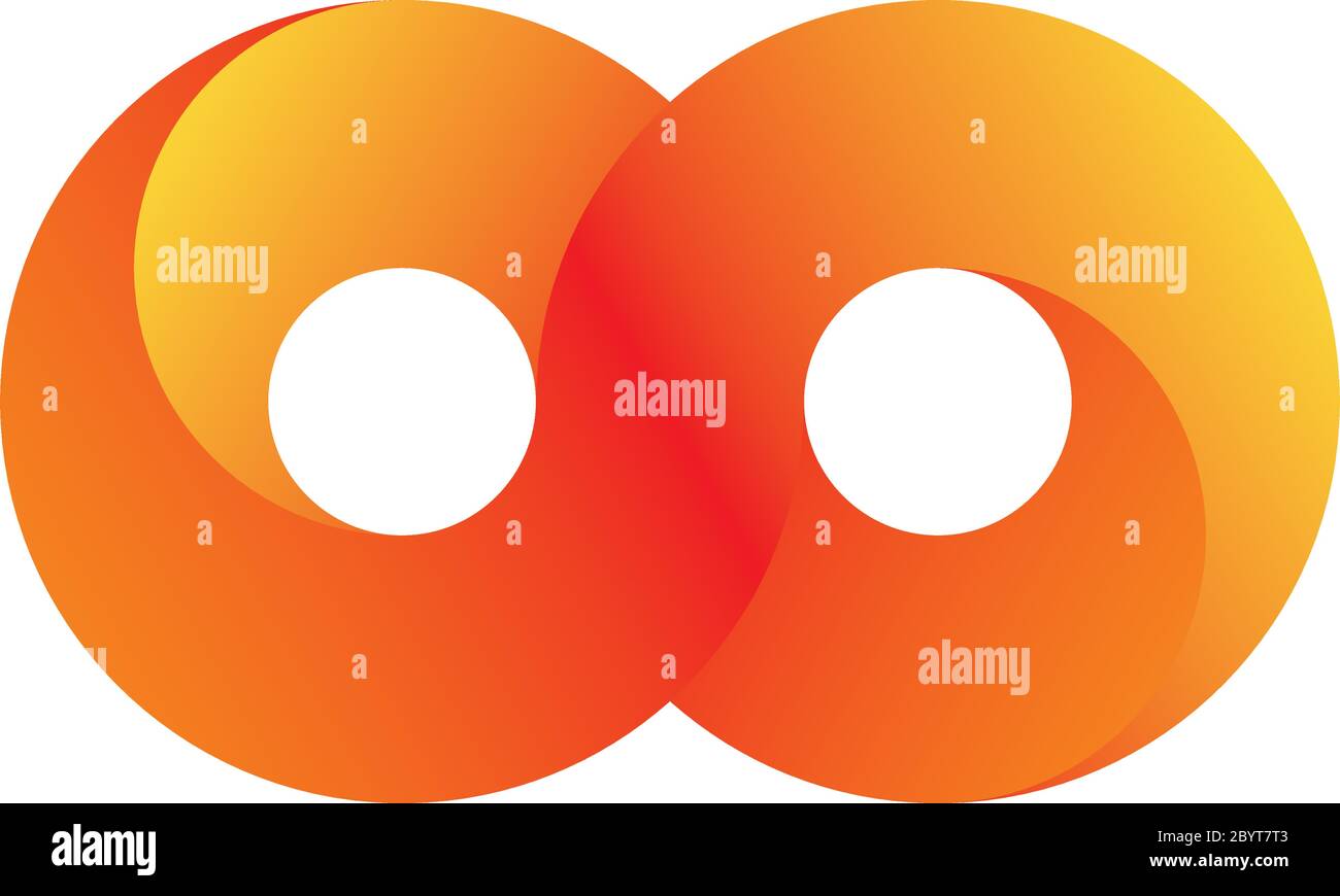 Orange infinity symbol icon. 3D-like gradient design effect. Vector ...