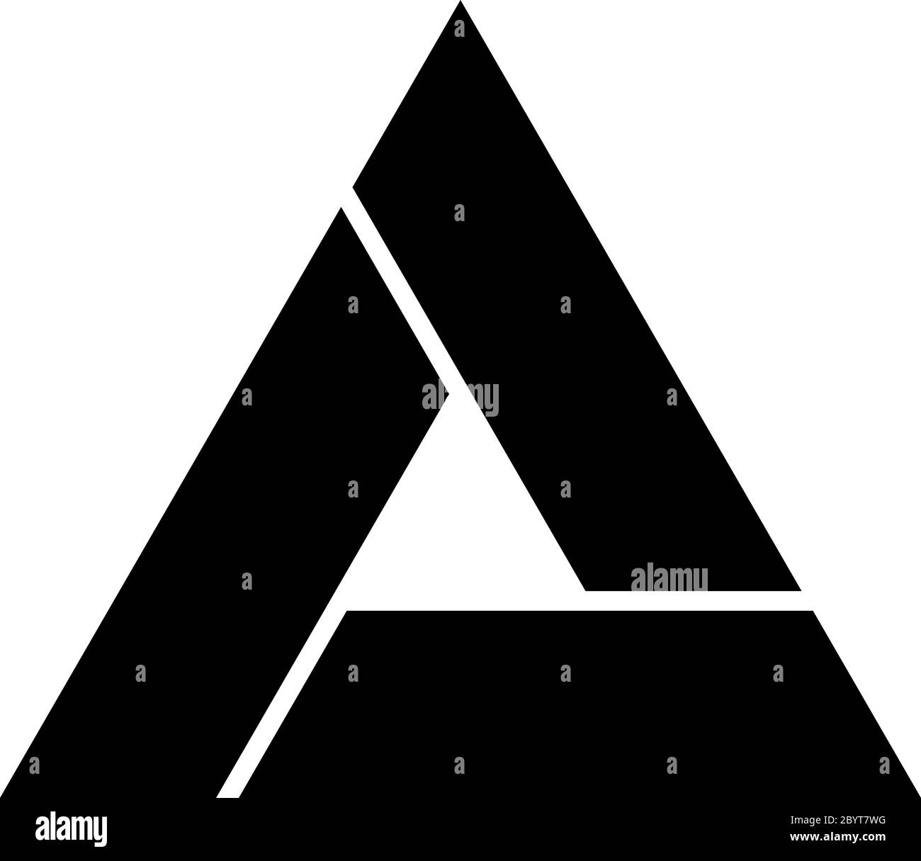 Triangle vector icon with three overlapping sides. Simple flat black ...