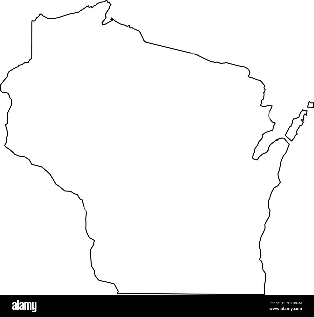 Wisconsin, state of USA - solid black outline map of country area ...