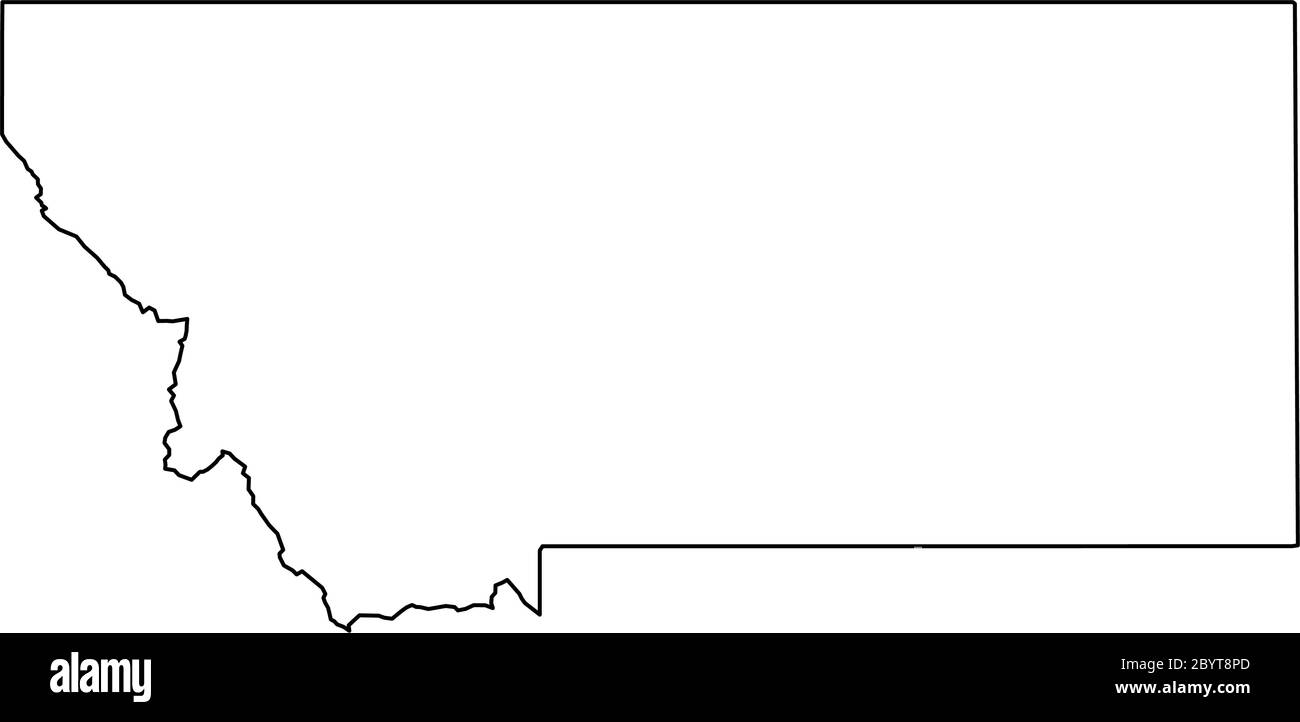 Montana, state of USA - solid black outline map of country area. Simple ...