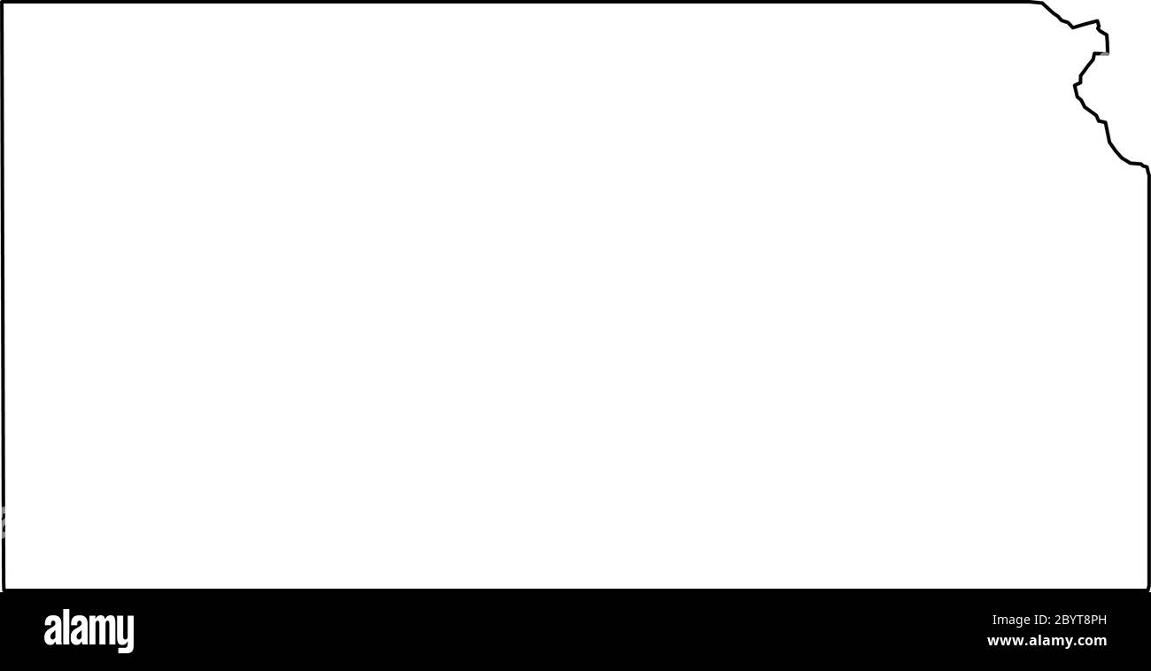 Kansas, state of USA - solid black outline map of country area. Simple ...