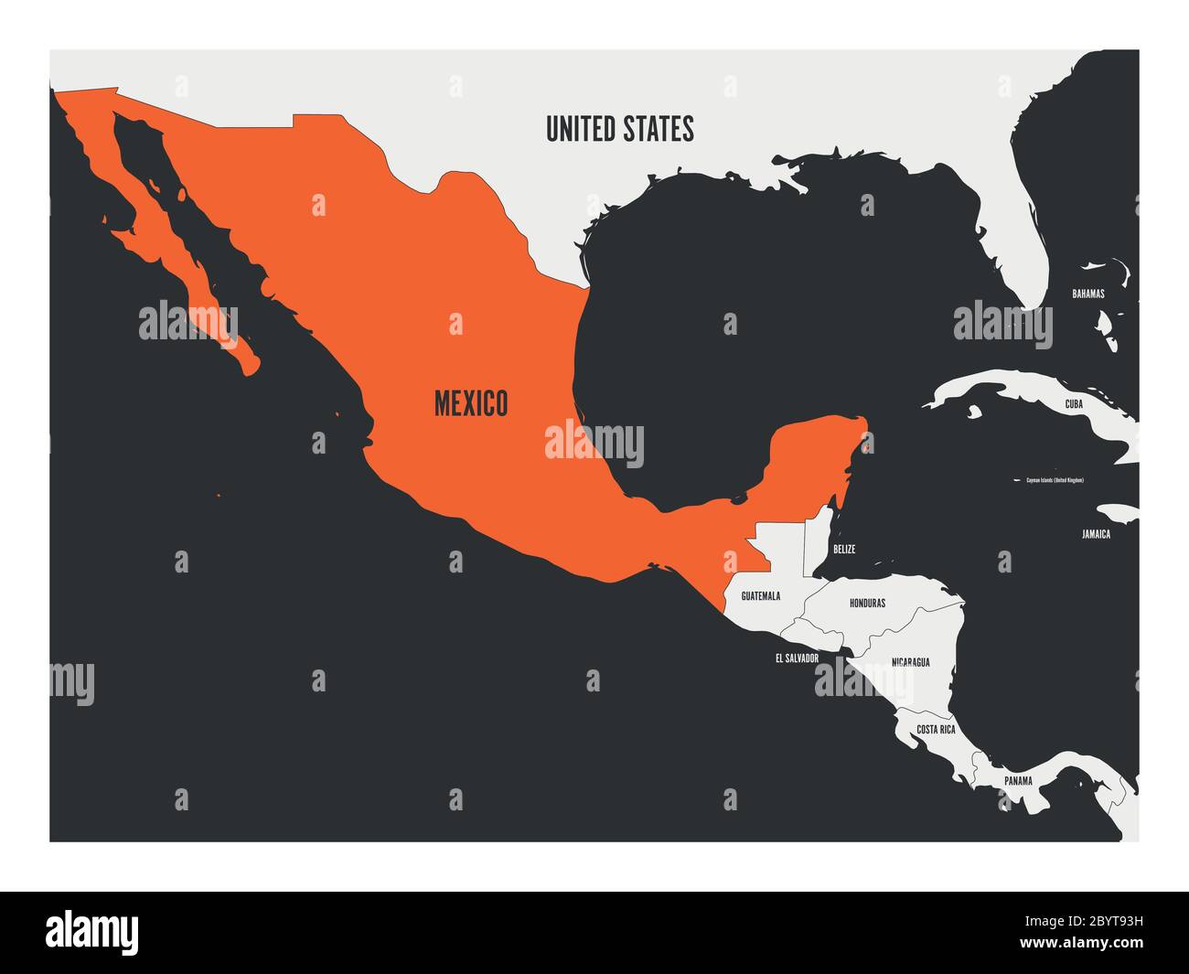 Mexico orange marked in political map of Central America. Simple flat ...