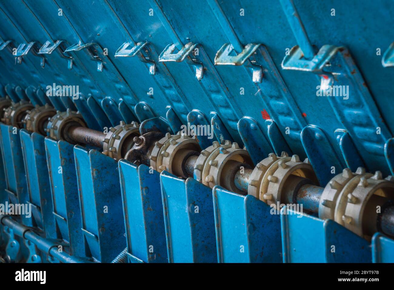 detail of a historic sowing machine Stock Photo - Alamy