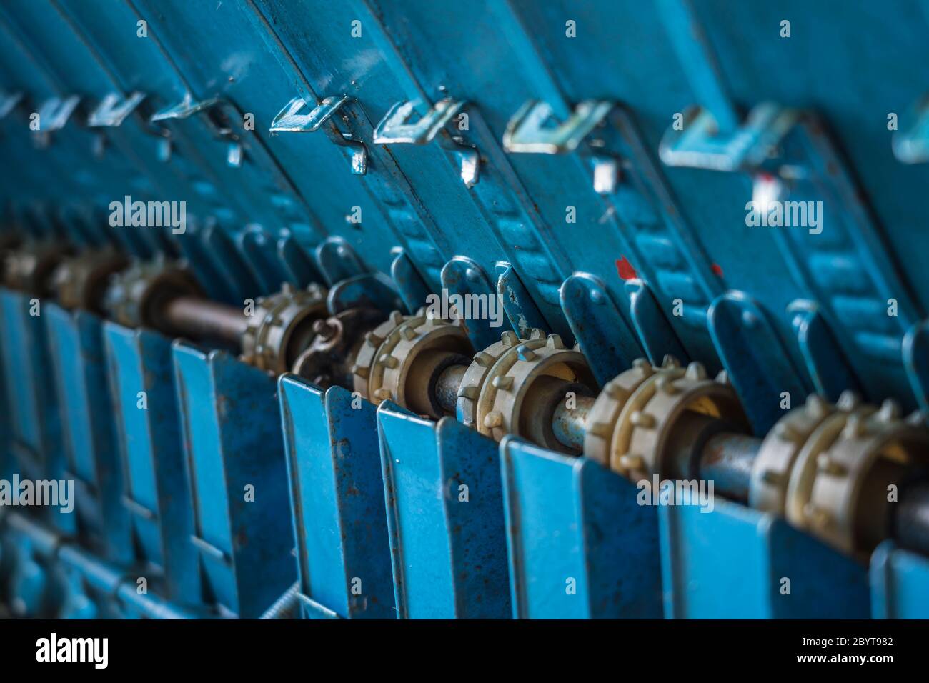 detail of a historic sowing machine Stock Photo - Alamy