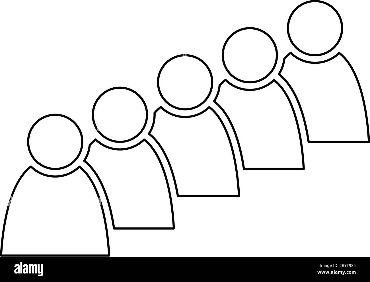 5 people icon. Group of persons. Simplified human pictogram. Modern ...