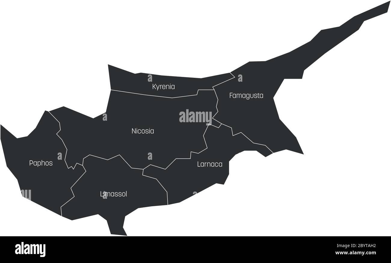 Districts of Cyprus. Map of regional country administrative divisions ...