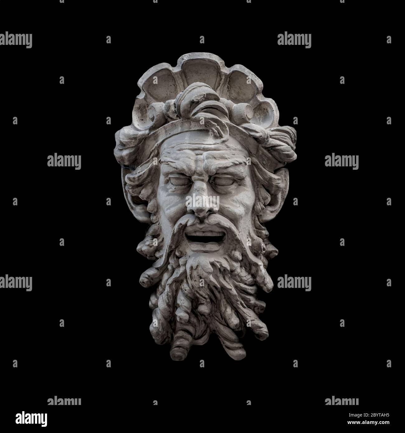 Figure of ancient old scary bearded warrior as gatekeeper isolated at ...