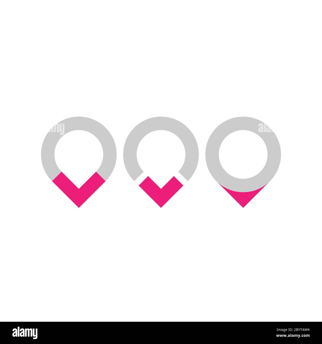 Set of three original map pointers - navigation pins. Simple flat ...