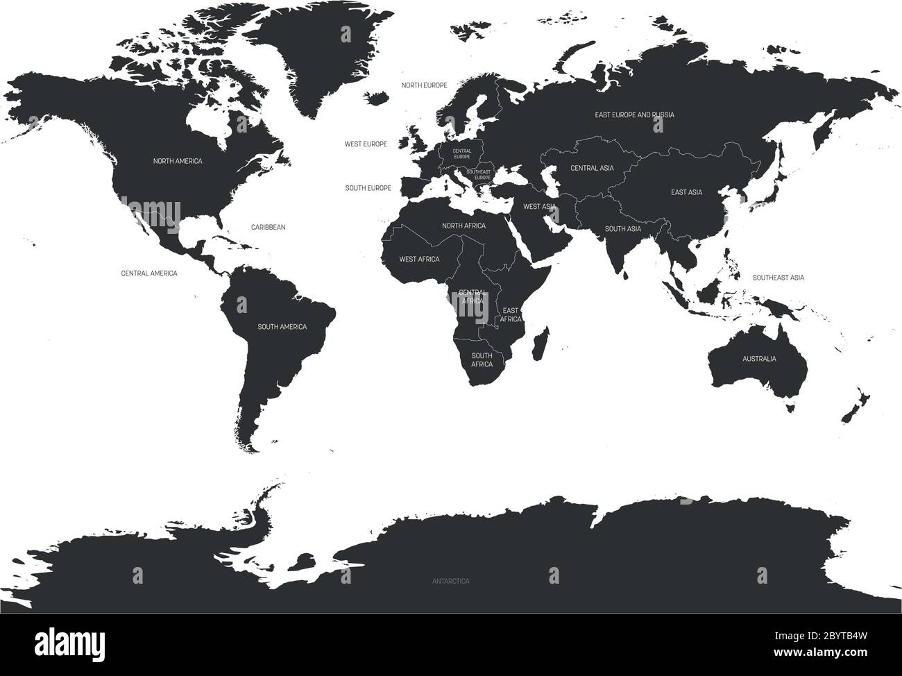 Map of World divided into regions. Simple flat vector illustration ...
