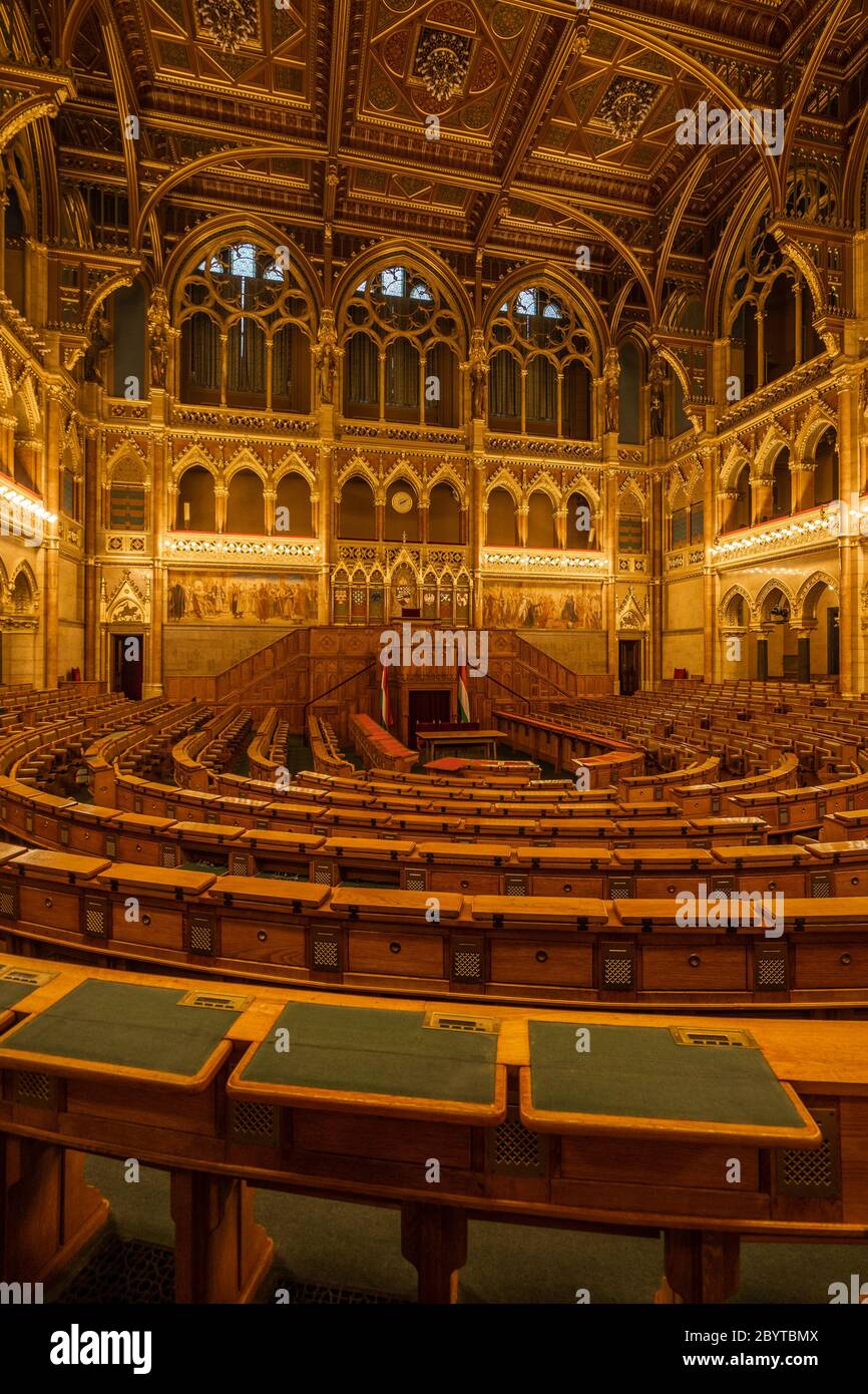 Budapest, Hungary - Feb 10, 2020: Interieur view of National Assembly ...