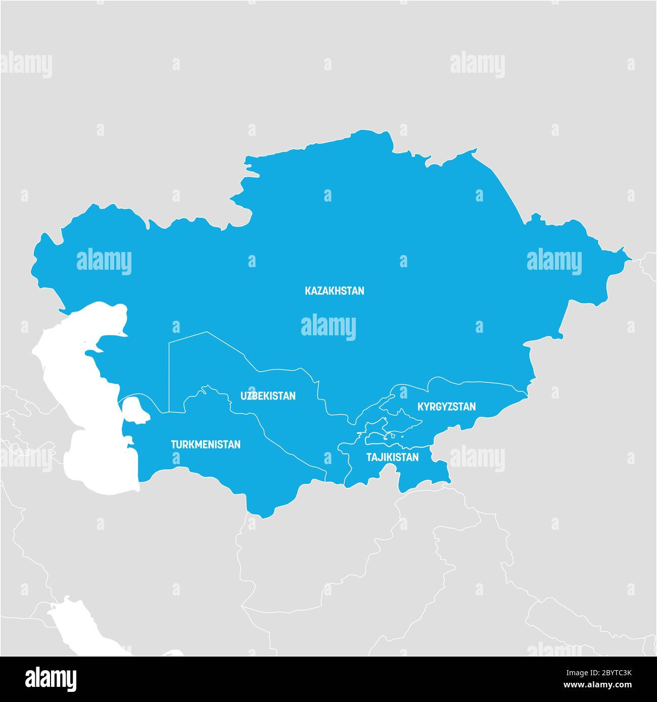 Central Asia Region. Map of countries in central part of Asia. Vector ...