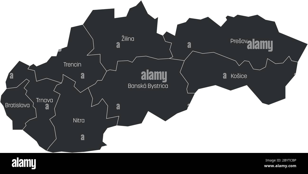 Regions of Slovakia. Map of regional country administrative divisions ...