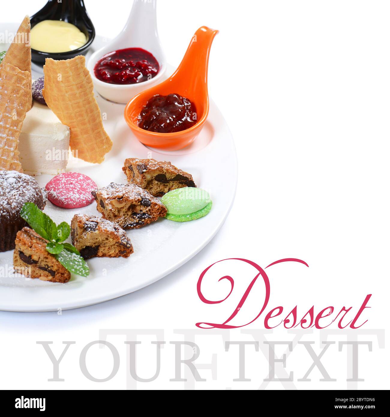 Plate of different desserts isolated Stock Photo - Alamy