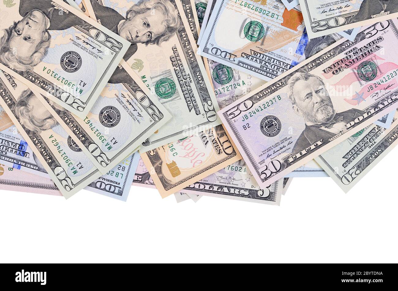 Dollar banknotes isolated on white background Stock Photo - Alamy