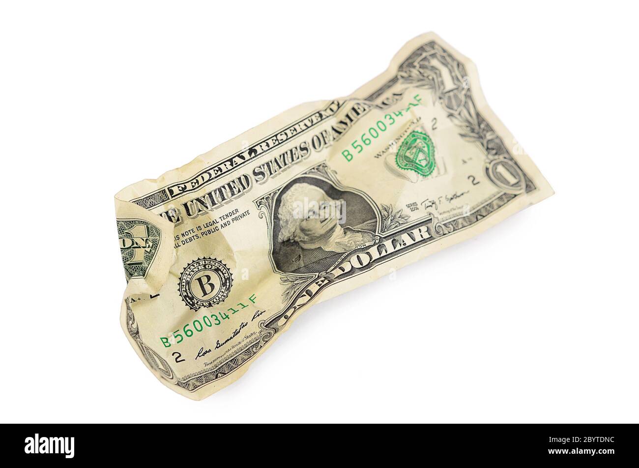 The crumpled dollar bills isolated Stock Photo - Alamy