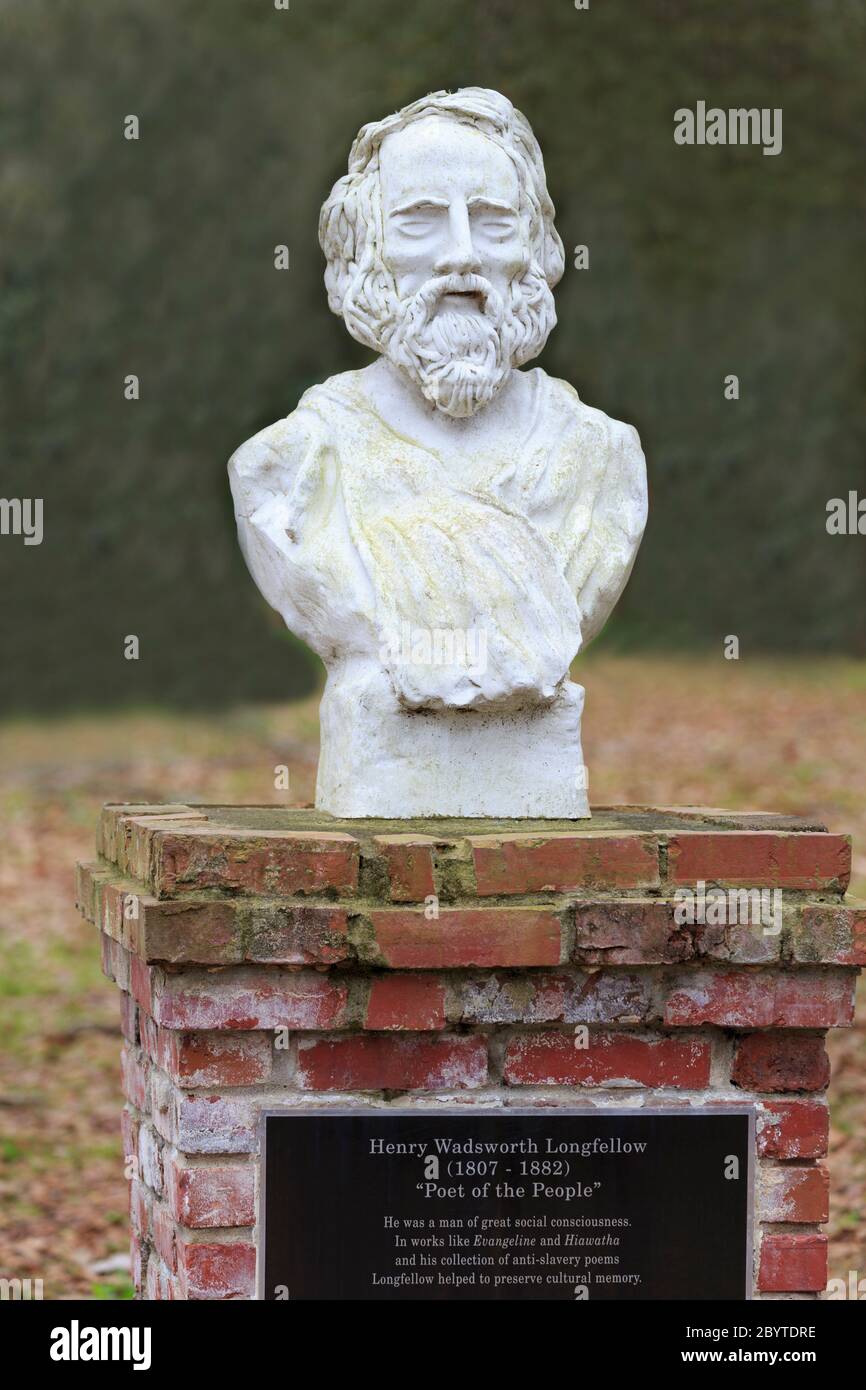 Bust of Henry Wadsworth Longfellow, Martinville, Louisiana, USA Stock ...