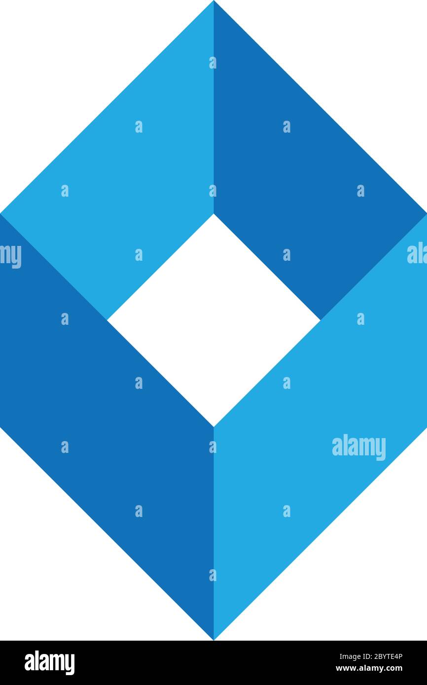 Blue empty box logo template. Simple geometric shape logotype for ...