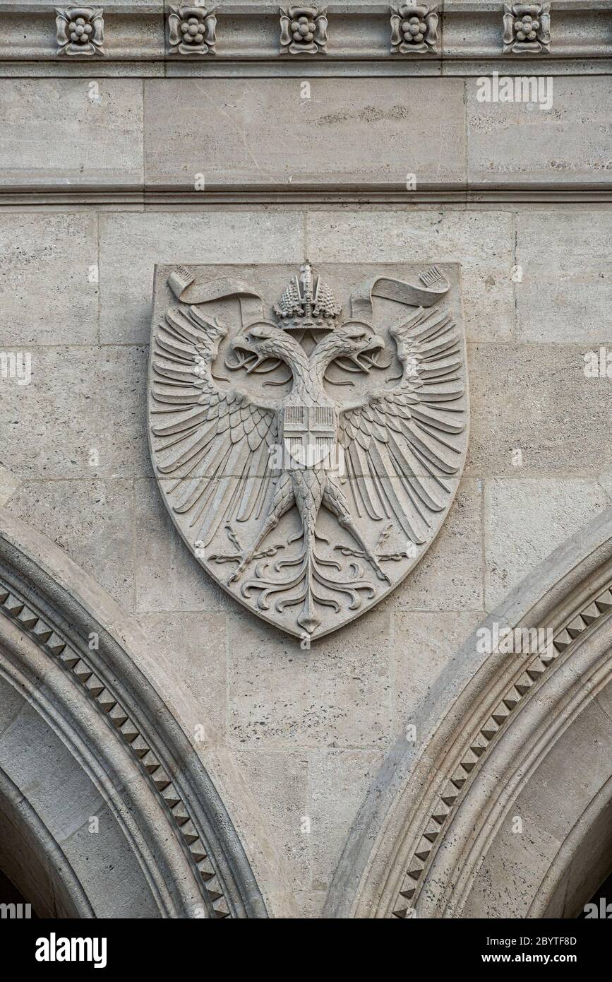 Heraldic Coat of Arms as decoration elements at facade of main city ...