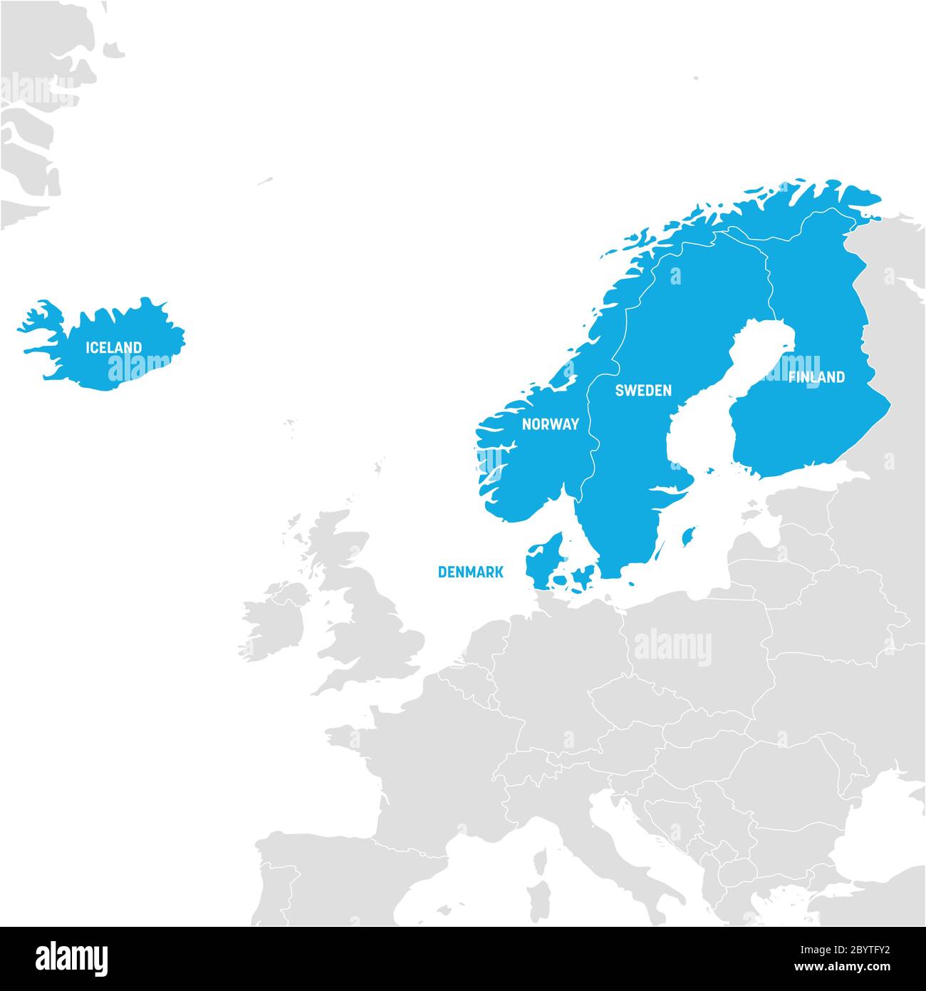 North Europe Region. Map of countries of Scandinavia. Vector ...