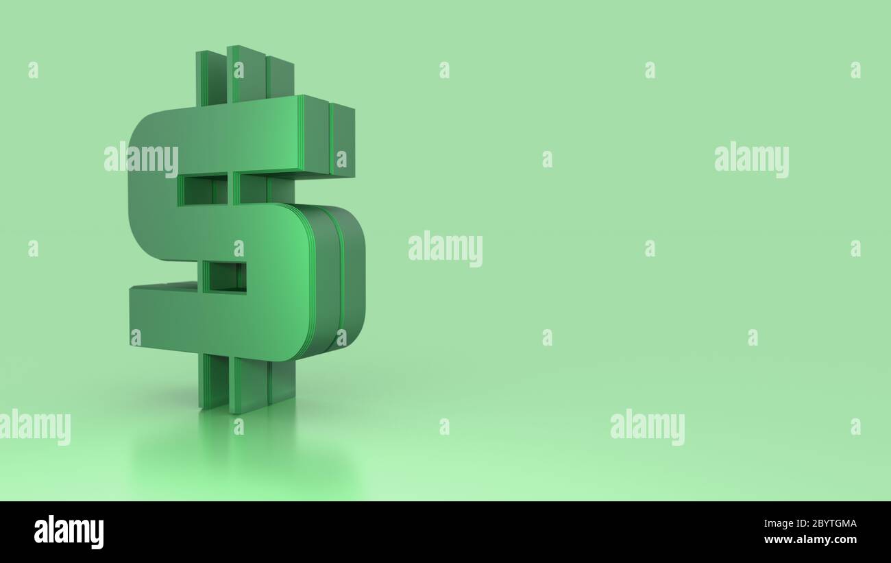 Green dollar sign.3d render Stock Photo - Alamy