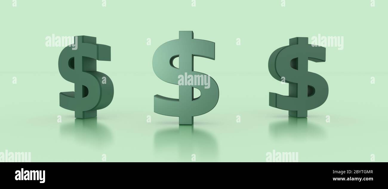 Green dollar sign.3d render Stock Photo - Alamy