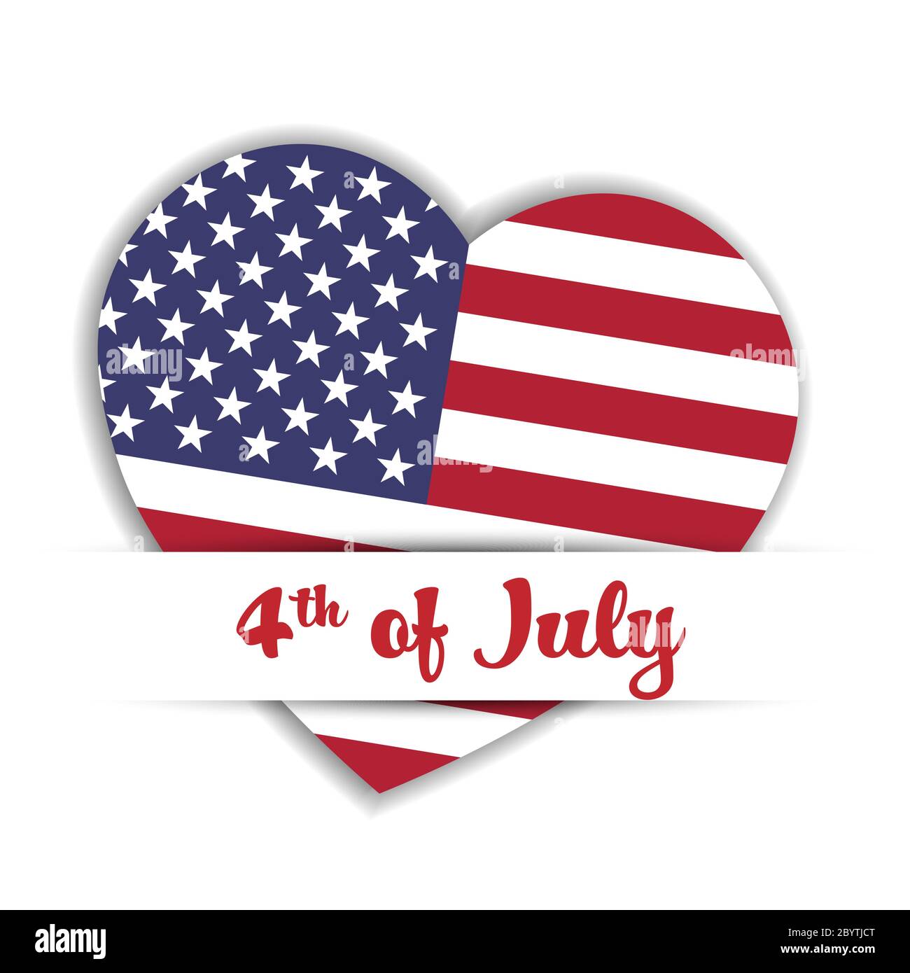 Independence Day Card. US flag in a shape of heart in the paper pocket ...