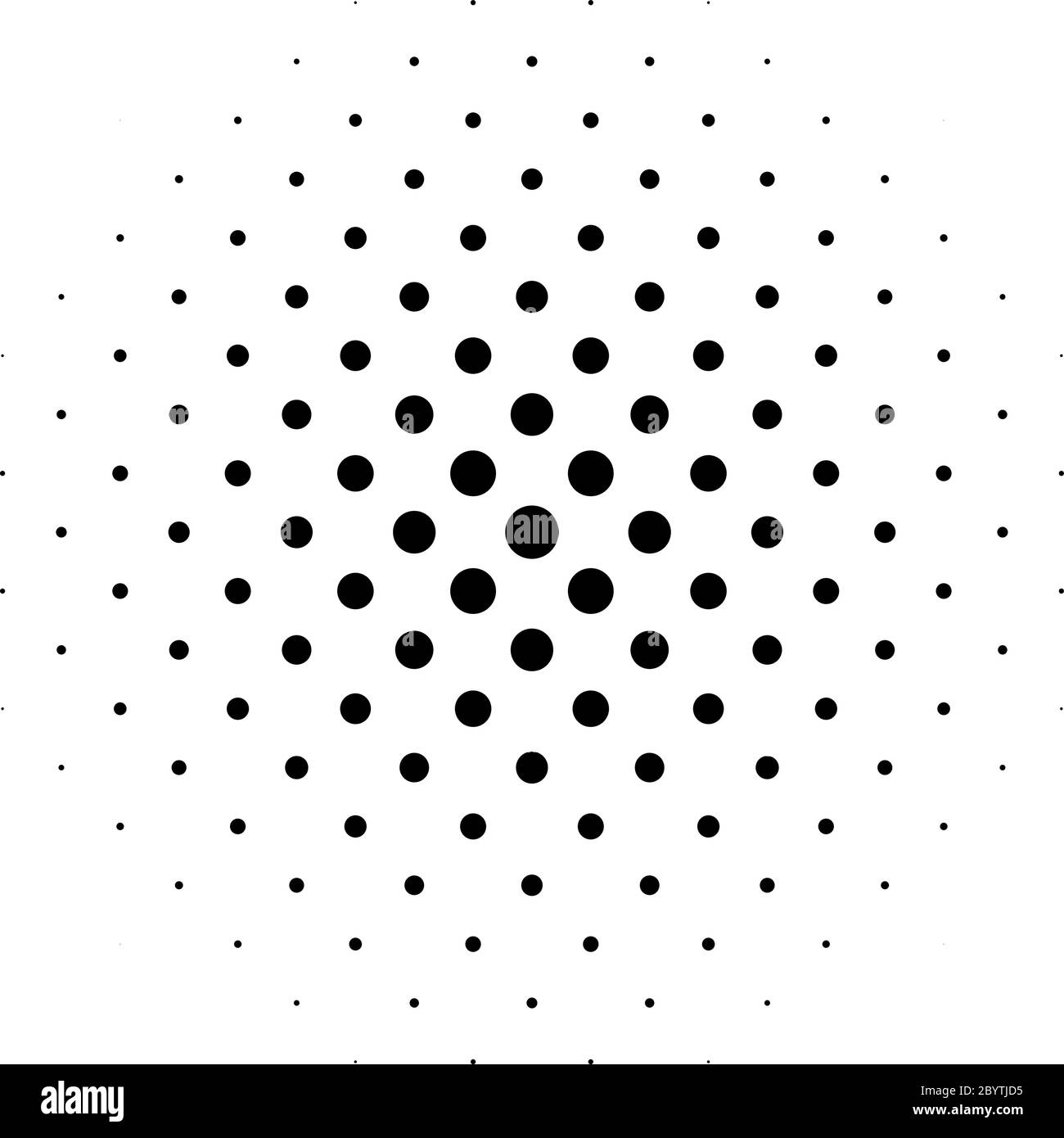 Black abstract halftone circle made of dots in diagonal rrangement on ...