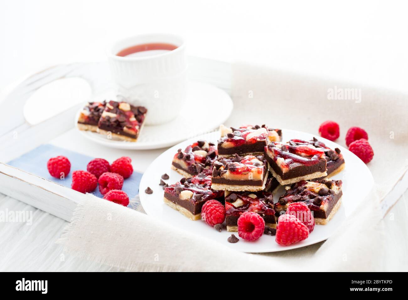 Chocolate raspberry squares Stock Photo - Alamy