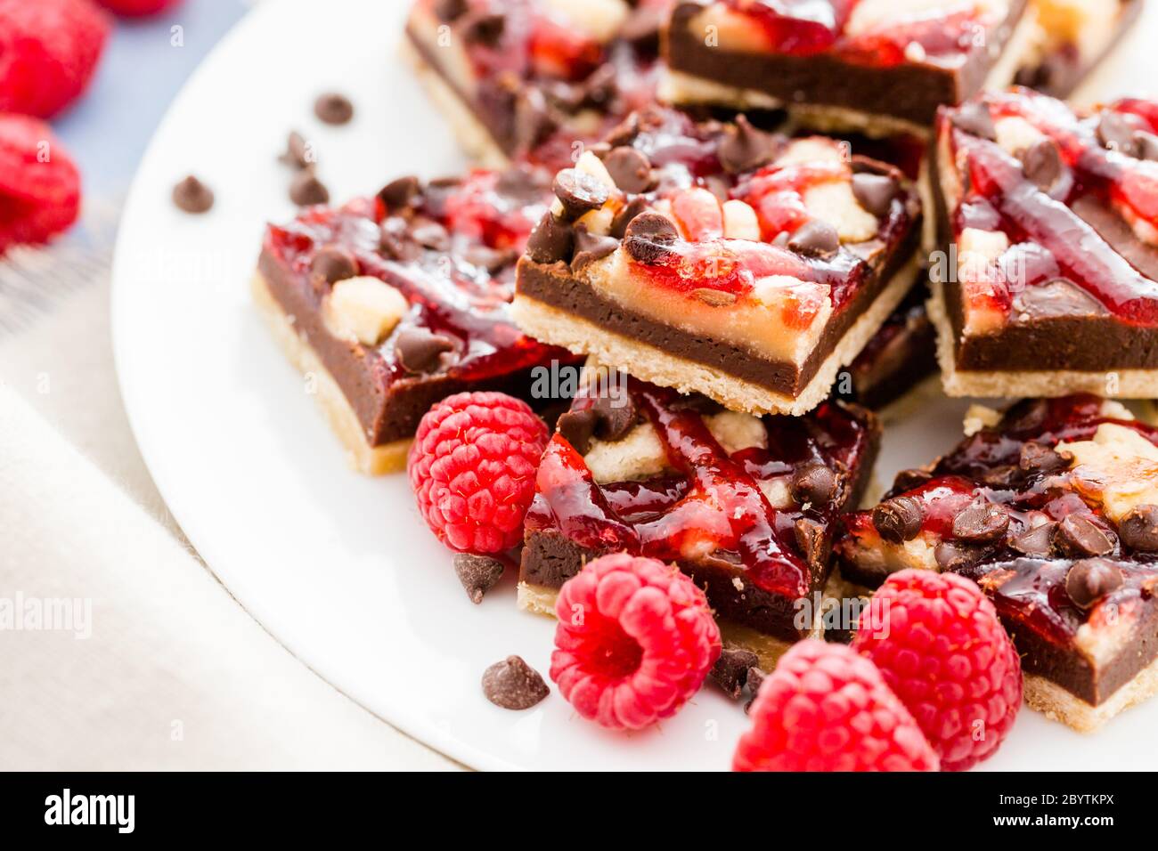 Chocolate raspberry squares Stock Photo - Alamy