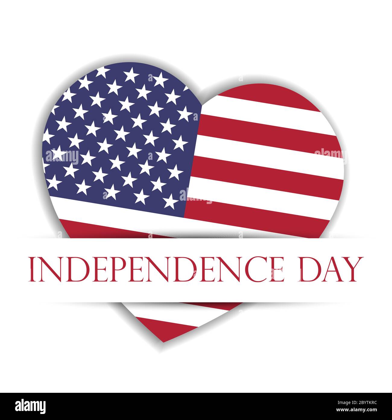 Independence Day Card. US flag in a shape of heart in the paper pocket ...