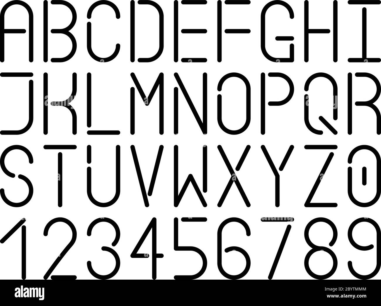 Modern single line font. Vector uppercase letters and numbers ...