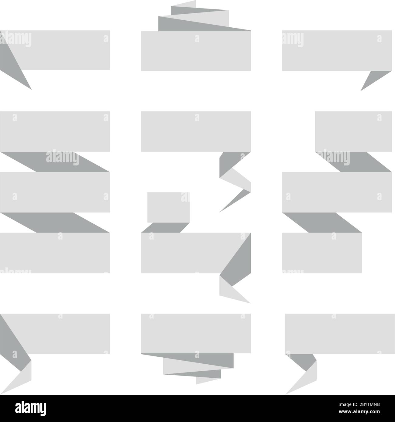 Folded ribbon banner set. Collection of gray label templates. Vector ...