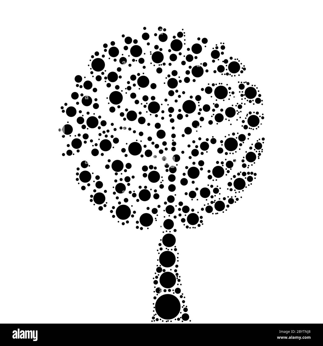 Tree mosaic of black dots on white background. Vector illustration ...
