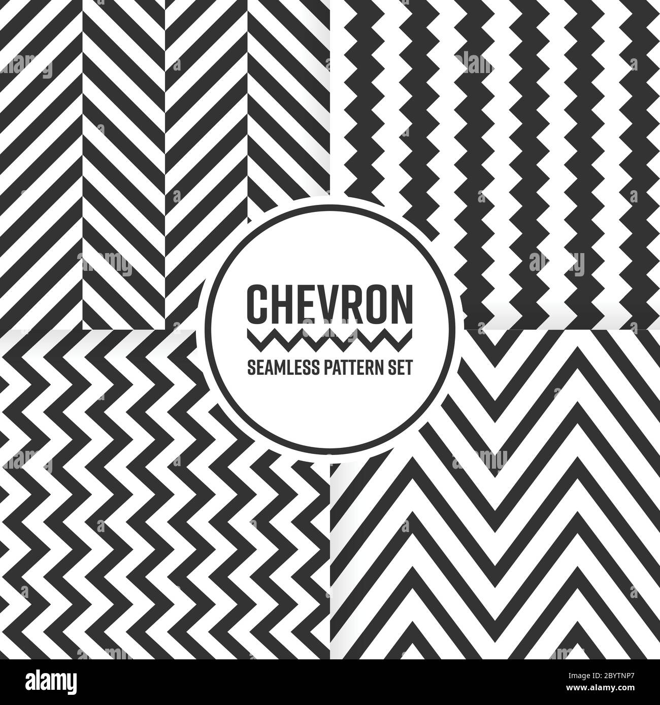 Chevron seamless pattern background set. Black and white vector ...