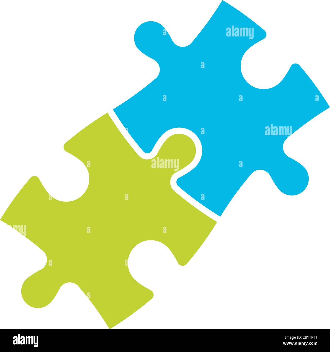 Jigsaw puzzle of two pieces. Team cooperation, teamwork or solution ...