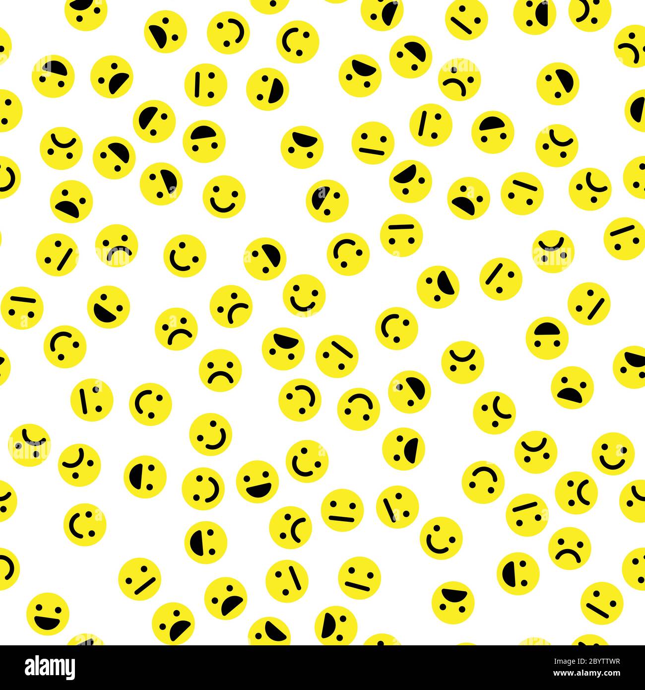 Emoji seamless pattern background. Simple yellow emoticons. Vector ...